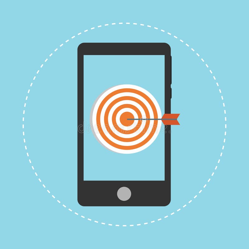 Mobile Marketing and Targeting. Smartphone with Dartboard in the Stock ...