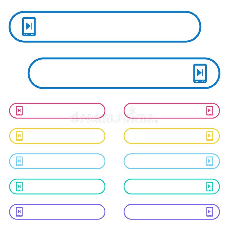 Mobile Media Next Icons In Rounded Color Menu Buttons Stock Vector