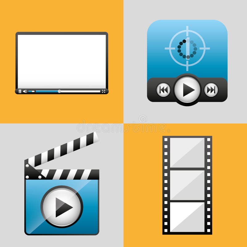 Mobile media player icons stock vector. Illustration of style - 85370848