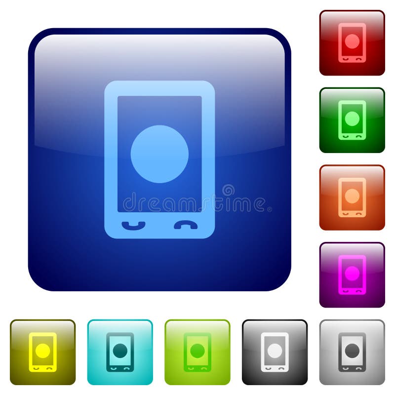 Mobile Media Record Color Square Buttons Stock Illustration ...