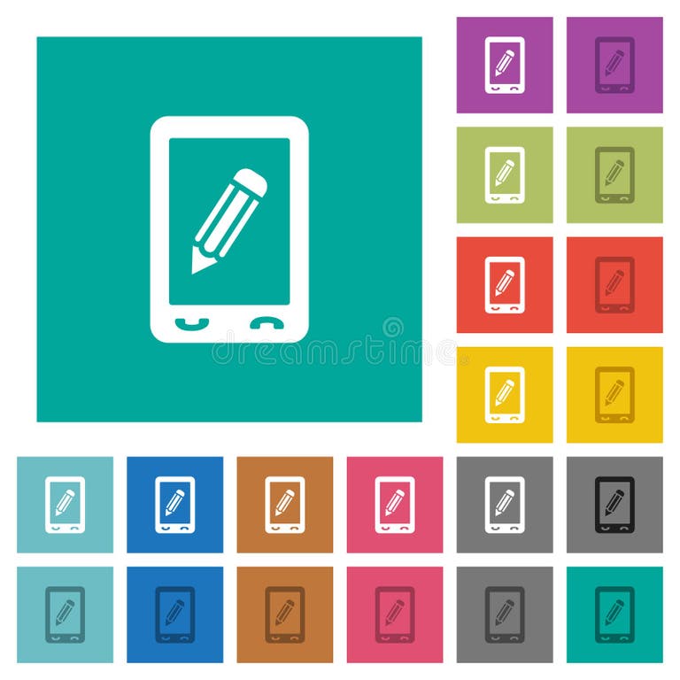 Mobile Memo Square Flat Multi Colored Icons Stock Vector - Illustration ...