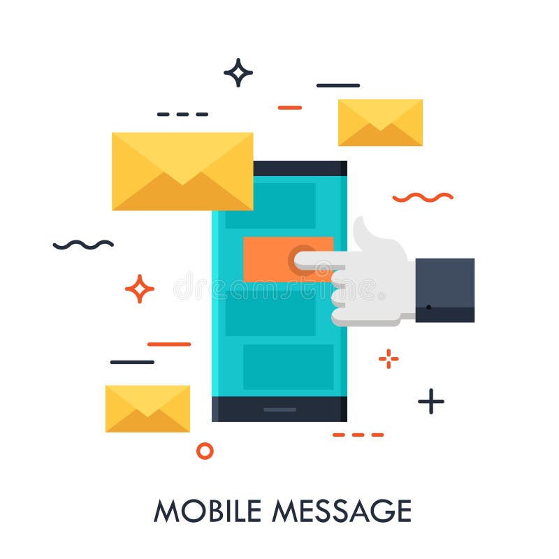 Mobile Message Flat Vector Concept Stock Vector - Illustration of chat ...