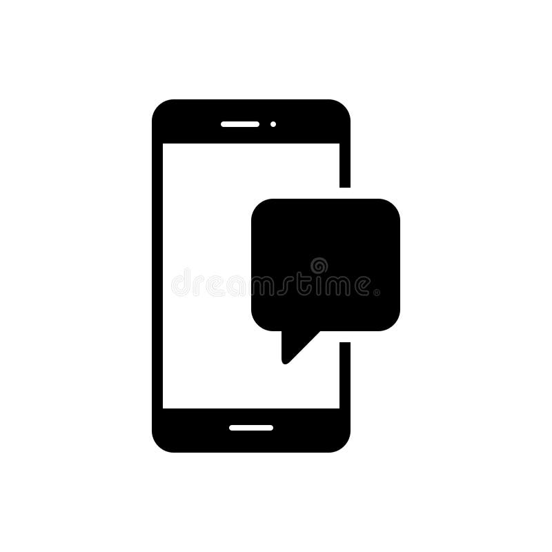Black Solid Icon for Mobile, Message and Sms Stock Vector ...