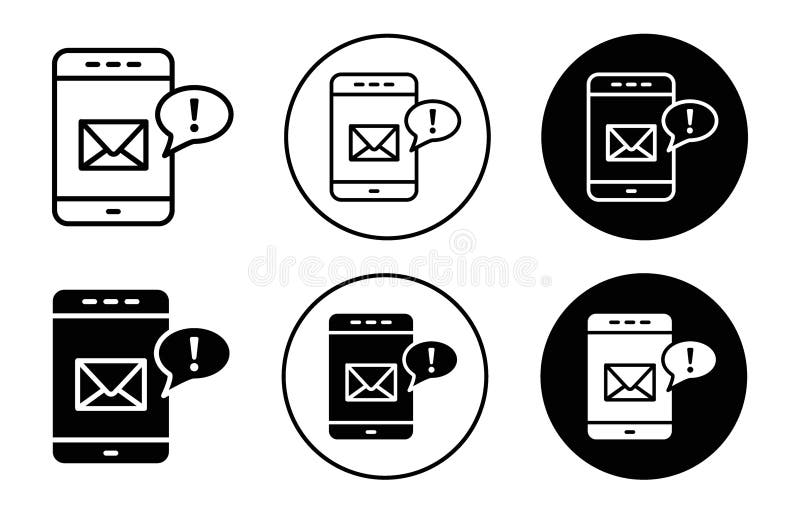 Mobile Message Notification Icon Collection of Outline Thin Line Symbol ...