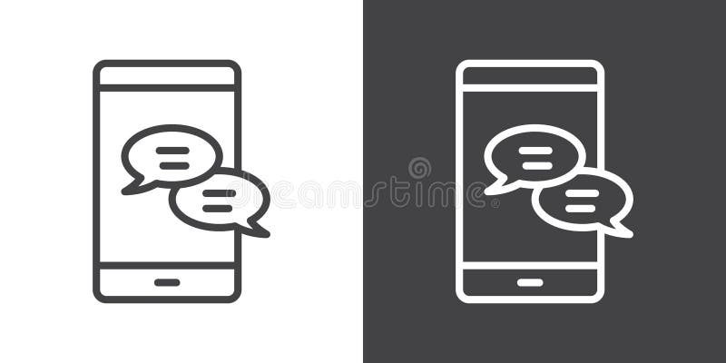 Mobile Message Notification Icon Flat Vector Set Outline Stock ...