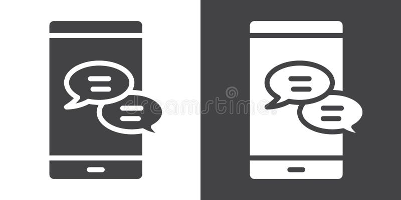 Mobile Message Notification Icon Thin Line Illustration Set Stock ...