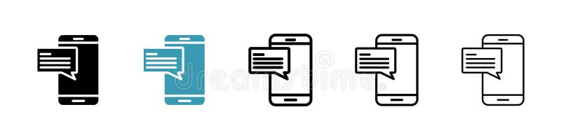 Mobile Message Notificationline in Thin Line Black Color. Flat Simple ...