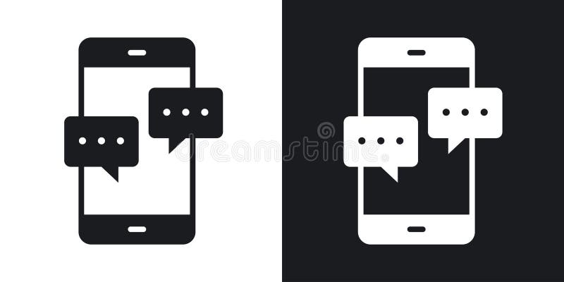 Mobile Message Notificationline in Thin Line Black Color. Flat Simple ...