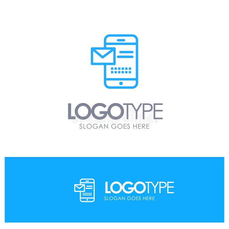 Mobile, Message, Sms, Chat, Receiving Sms Blue OutLine Logo with Place ...