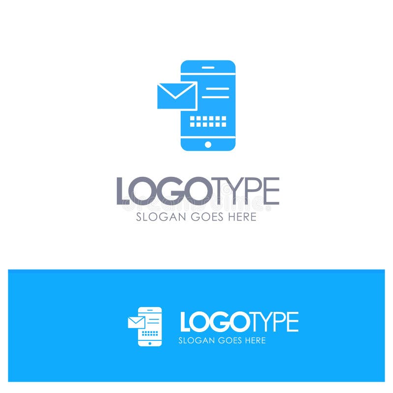 Mobile, Message, Sms, Chat, Receiving Sms Blue Solid Logo with Place ...