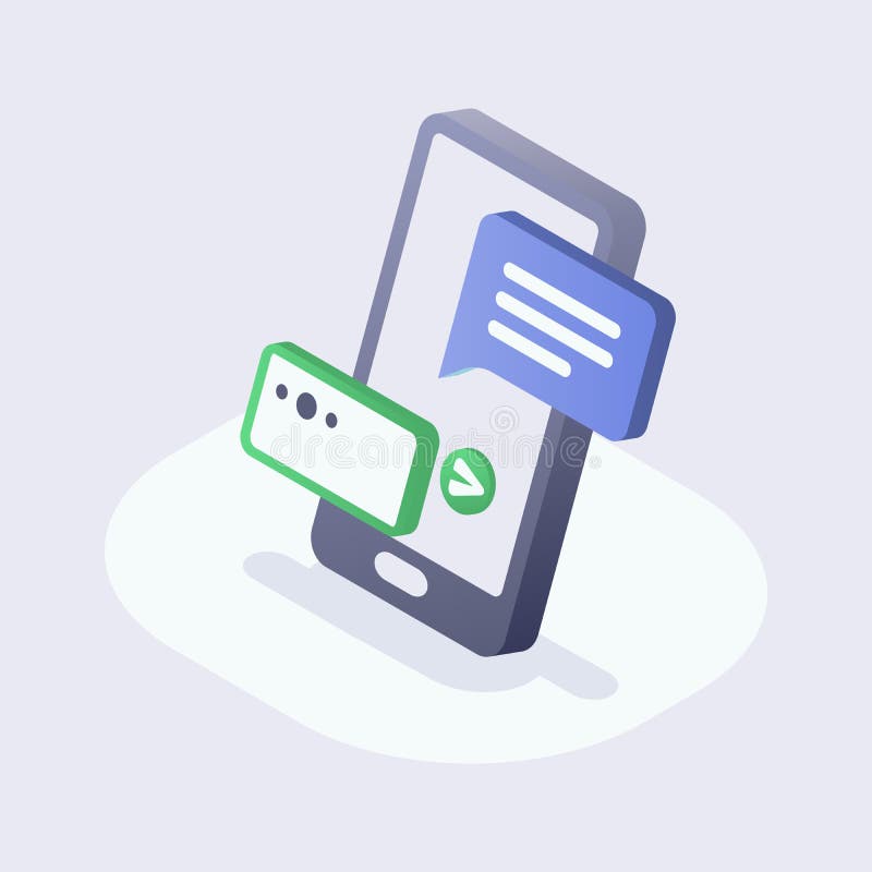 Mobile Messaging Text Communication Concept with Modern Isometric Style ...