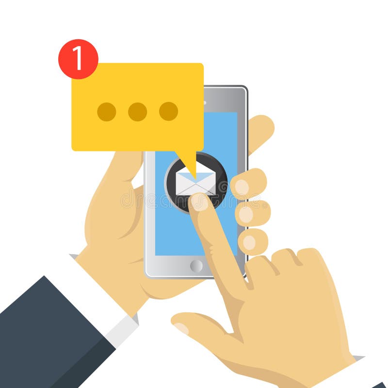 Mobile Messenger Chat, Hands with Smartphone Sending a Message. Stock ...