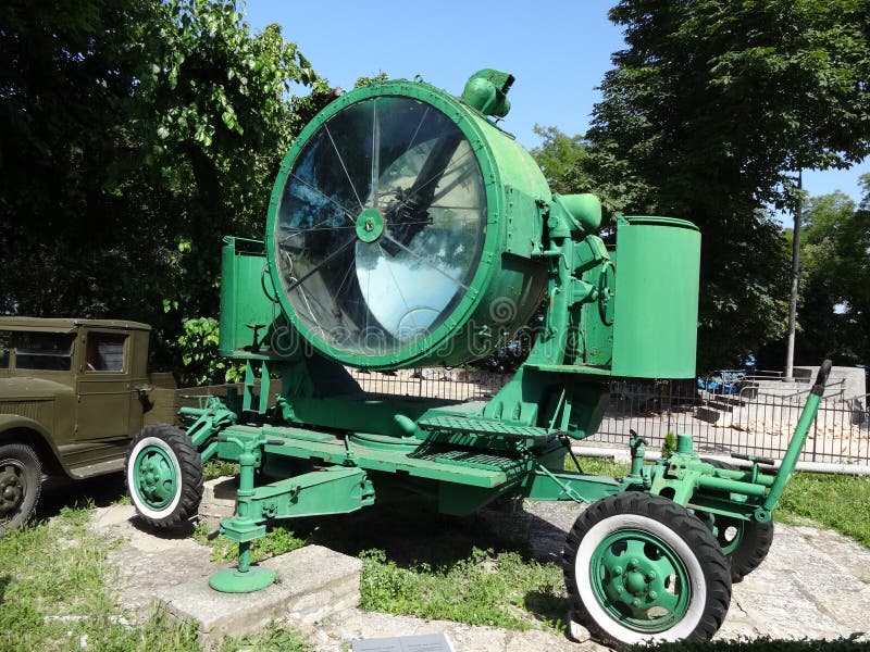 Old military searchlight stock image. Image of defense - 33498081
