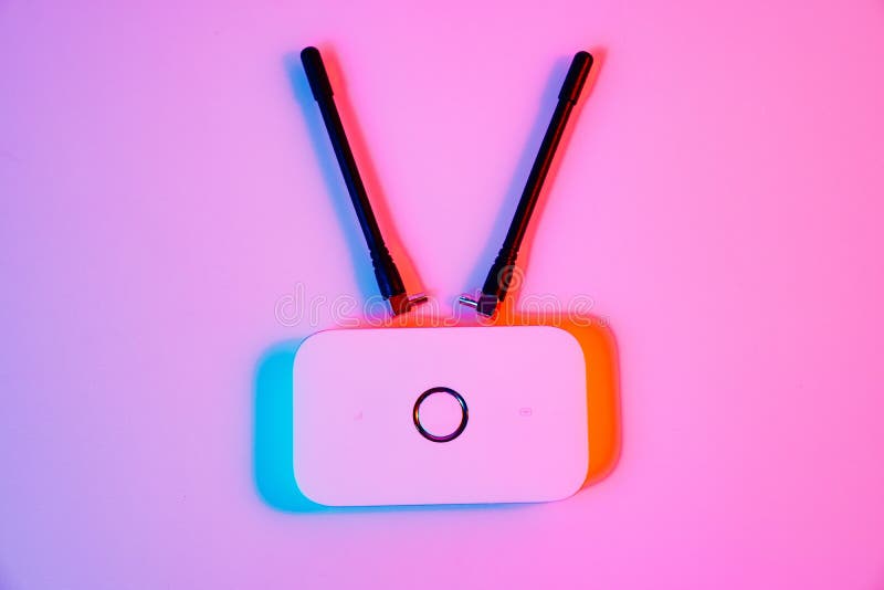 Mobile Modem in Multicolored Lighting. Device Has SIM Card Supported by ...