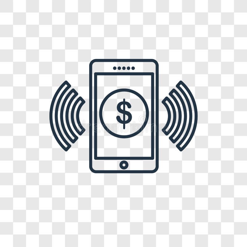 Mobile Money Concept Vector Linear Icon Isolated on Transparent Stock ...