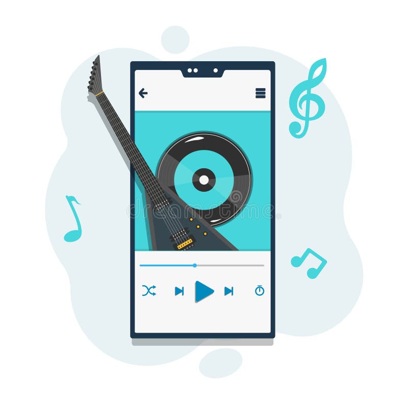 Mobile Music App with Retro Vinyl Style Stock Illustration ...