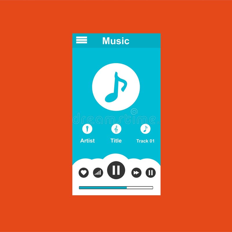 Media Player Application, App Template with Flat Design Style for ...