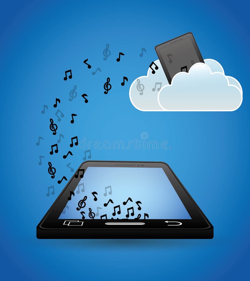 Mobile Music Cloud Upload Note Stock Illustration - Illustration of ...
