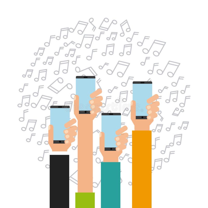 Mobile Music Commerce Online Stock Vector - Illustration of element ...