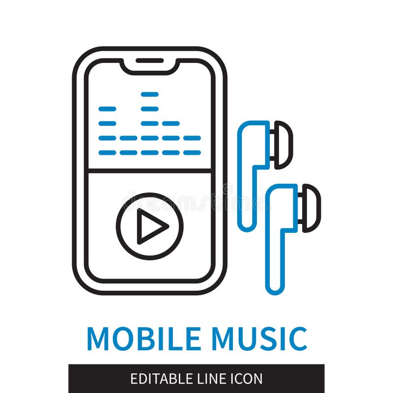 Mobile Music Editable Line Icon Stock Illustration - Illustration of ...