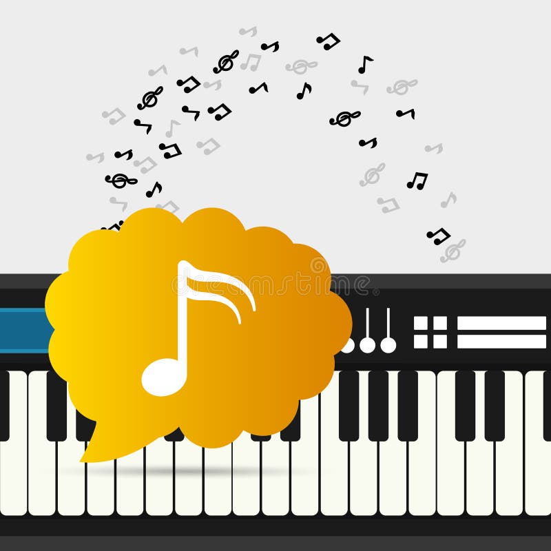 Mobile Music Keyboard Piano with Note Stock Illustration - Illustration ...
