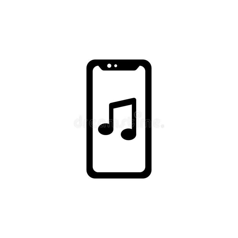Mobile Music Player, Phone Playing Audio Solid Flat Vector Icon Isolated on White Background ...