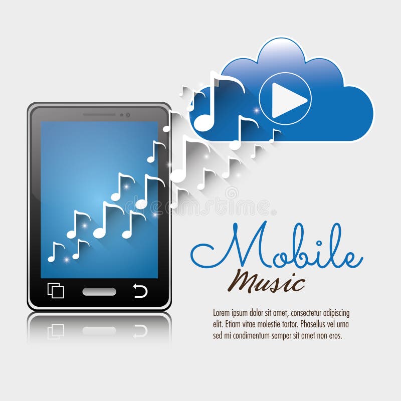 Mobile Music Smartphone Cloud Player Notes Stock Illustration ...