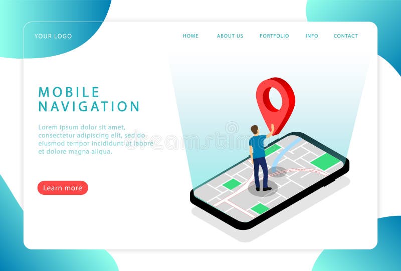 Mobile Navigation. GPS Navigator. Location. Landing Page Stock Vector ...