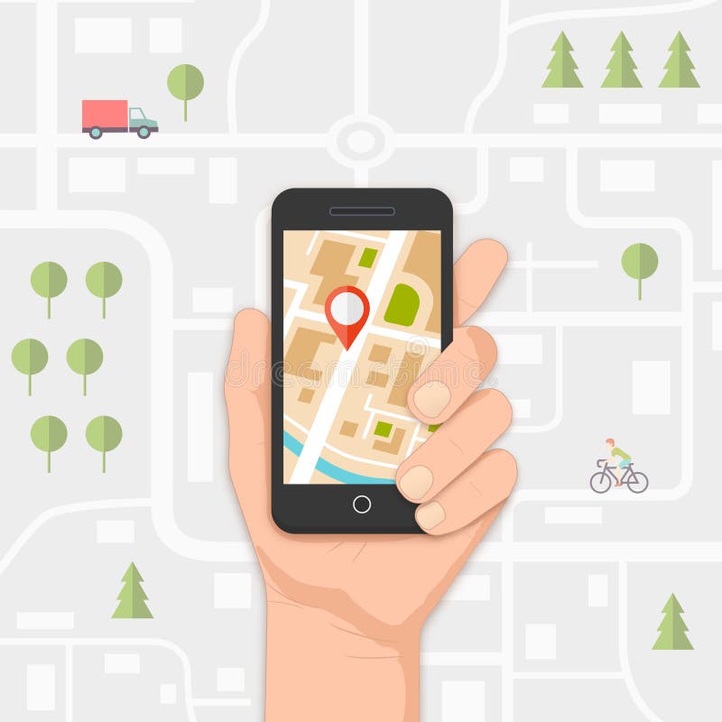 Flat 3d Isometric Mobile Navigation Maps Infographic. Paper Map Stock ...