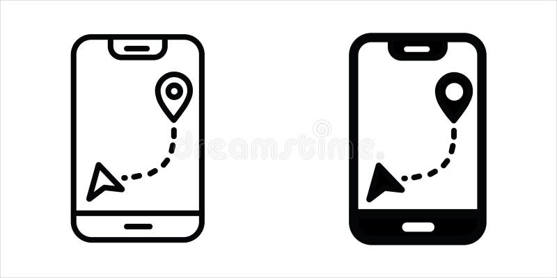 Mobile Navigation GPS Route Tracking Icon Stock Vector - Illustration ...