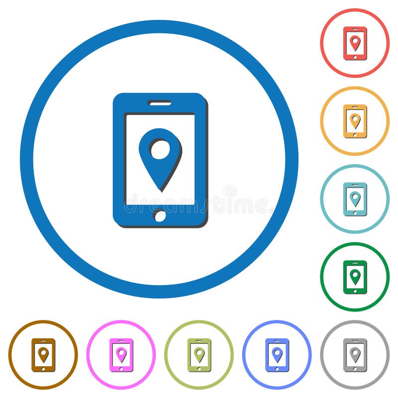 Mobile Navigation Vivid Colored Flat Icons Stock Vector - Illustration ...