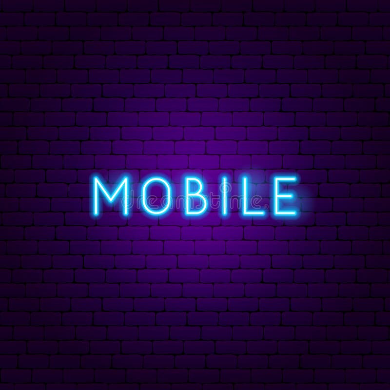 Mobile Neon Label stock vector. Illustration of development - 157144780