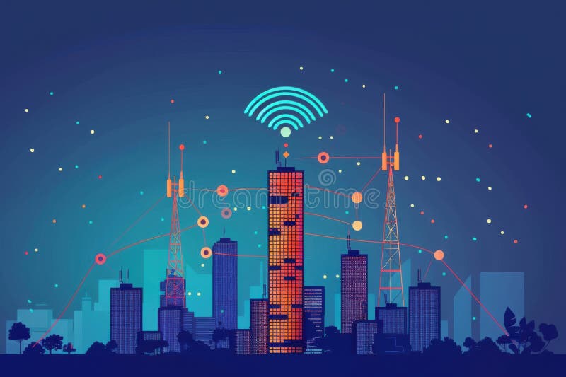 Mobile Network Signal Concept with Futuristic Technology and ...