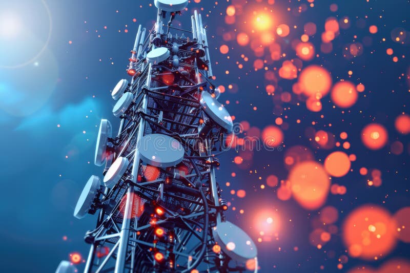 Mobile Network Signal Concept with Futuristic Technology and ...