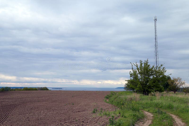 Mobile Network Station at the River Bank Stock Photo - Image of station ...
