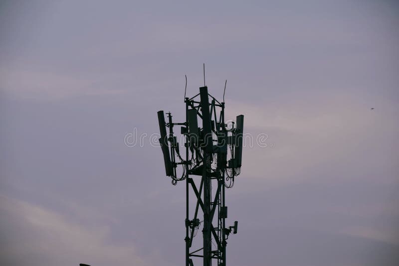 Mobile Network Tower , Background Blue Sky. Selective Focus on Subject ...