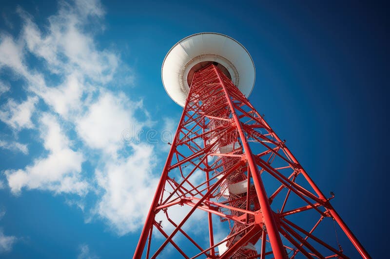 Mobile Network Tower Photo in a Cloudy Sky Stock Illustration ...
