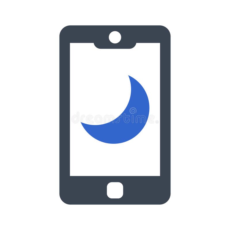 Mobile Night Mode Icon with Crescent Moon Stock Vector - Illustration ...