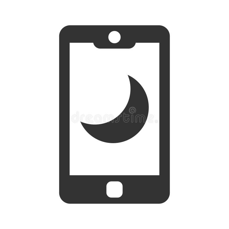 Mobile Night Mode Icon with Crescent Moon Stock Vector - Illustration ...