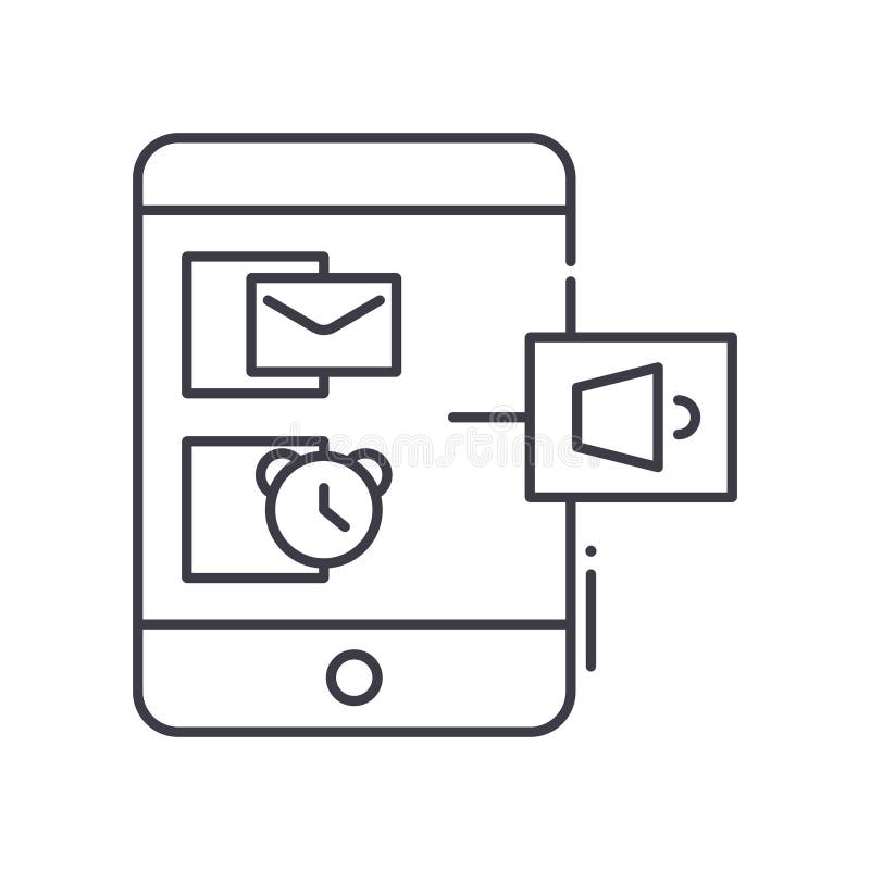 Mobile Notification Icon, Linear Isolated Illustration, Thin Line ...