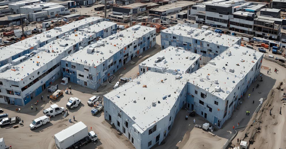Mobile Office Complex on a Construction Site, Featuring Multiple ...