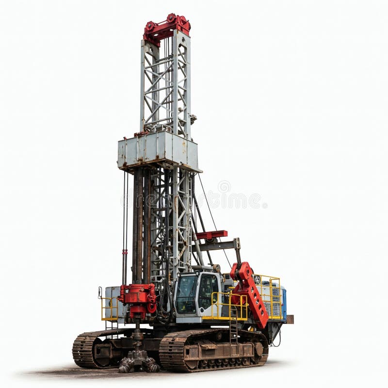 Oil Drilling Rig on White Background. 3D Illustration with Front View ...