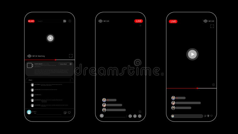 Mobile Online Live Streaming App Design Element Template 001 Stock ...