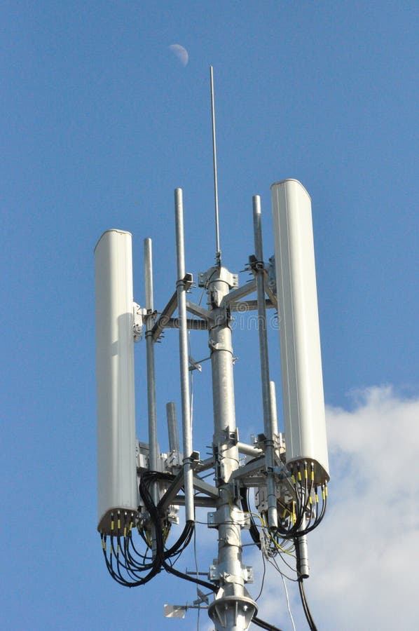Cell Antenna on a Roof Against Blue Sky Background Stock Photo - Image ...