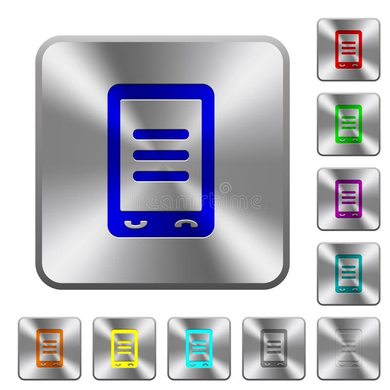 Mobile Options Rounded Square Steel Buttons Stock Vector - Illustration ...