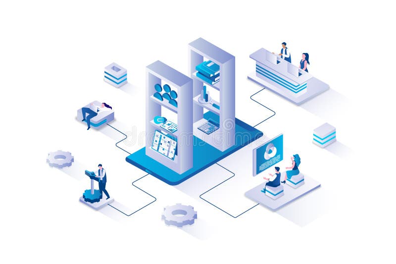 Mobile Organizer Service 3d Isometric Concept with Isometry People Design for Web. Users ...