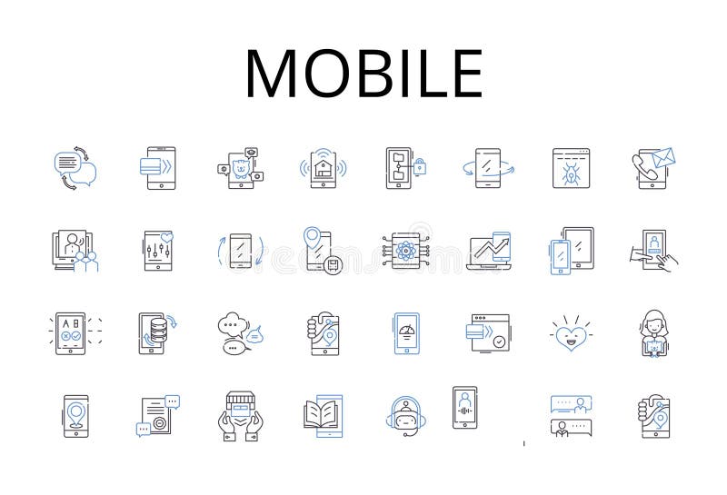 Mobile Line Icons Collection. Cellular, Handheld, Wireless, Portable ...