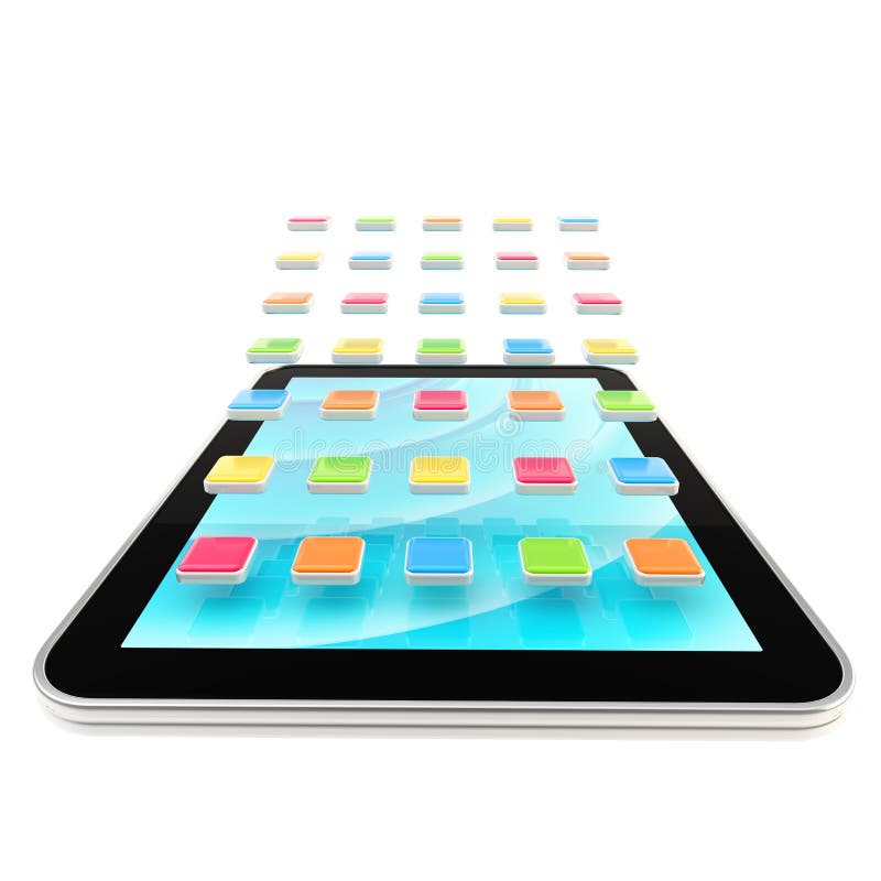 Mobile Pad Computer with Applications Stock Illustration - Illustration ...