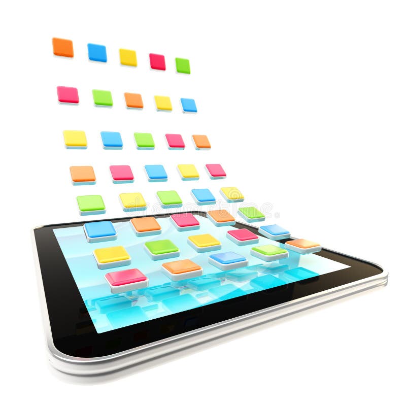 Mobile Pad Computer with Applications Stock Illustration - Illustration ...