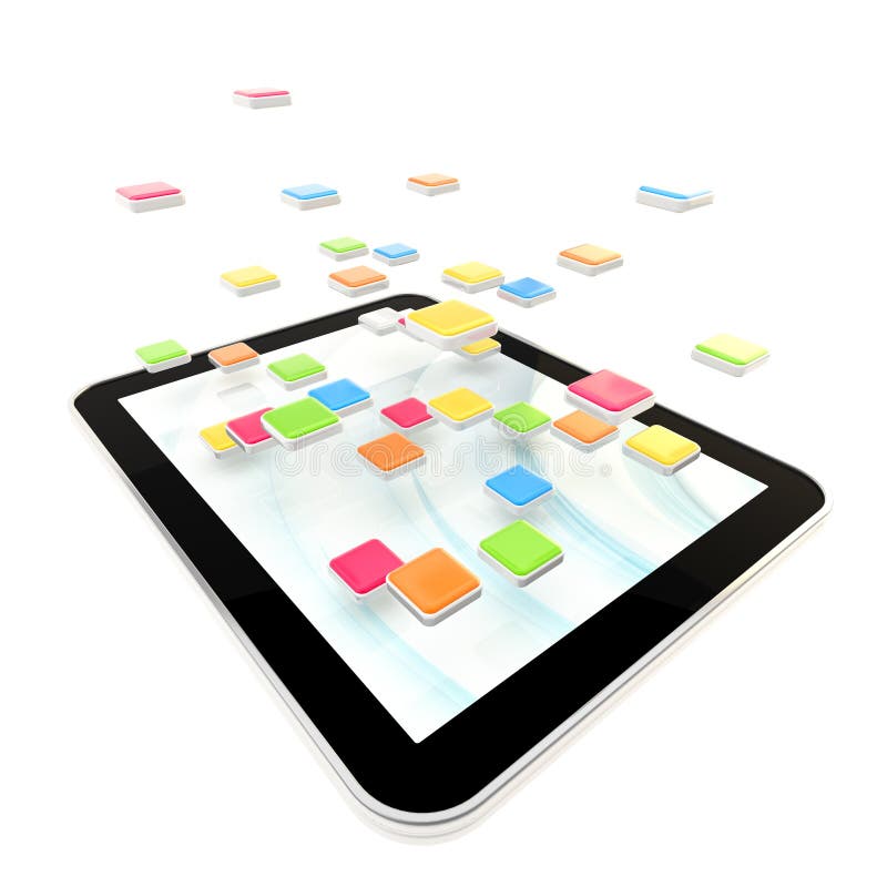 Mobile Pad Computer with Applications Stock Illustration - Illustration ...